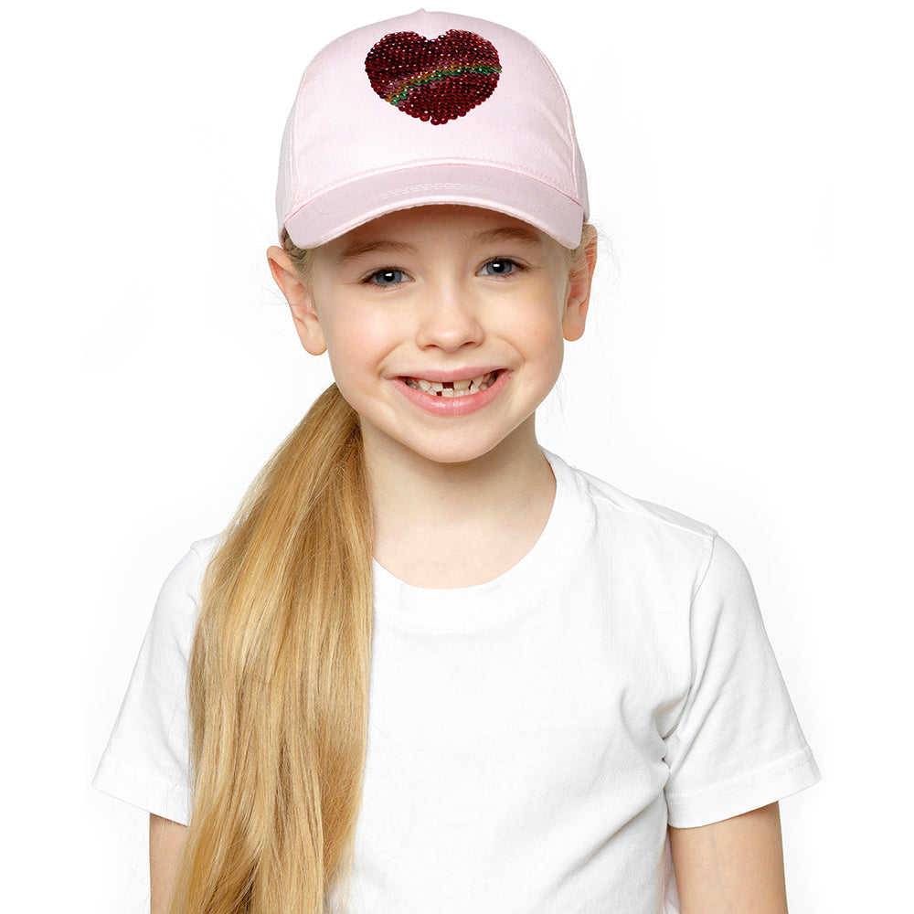 Girls Cotton Sequin Heart Cap | Order Wholesale